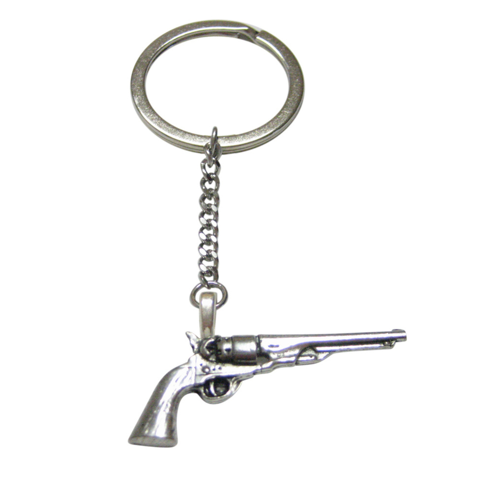 Antique Revolver Pistol Gun Keychain - Gem